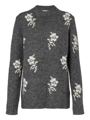 JIL SANDER Intarsia Alpaca And Wool-Blend Sweater Grey