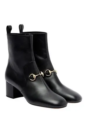 Gucci Horsebit Leather Ankle Boots - Black