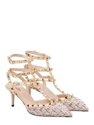 Valentino Garavani Rockstud 65 Tweed And Leather Pumps - Multicoloured