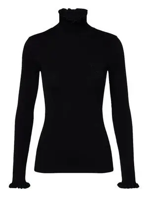 Valentino Garavani Virgin Wool Ruffled Sweater - Black