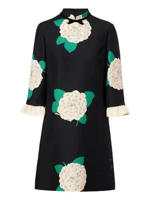 Valentino Garavani Crepe Couture Floral Minidress - Black