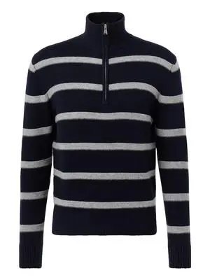 ALLUDE Wool And Cashmere Half-zip Sweater - Blue