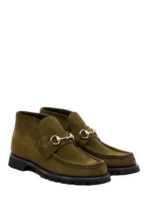 Gucci Horsebit Suede Ankle Boots - Green