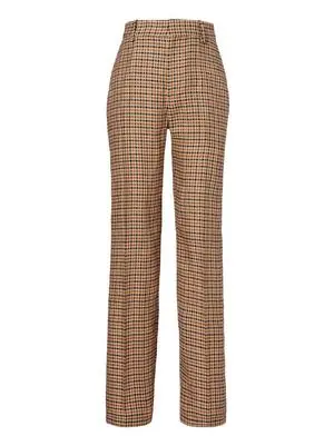 Ralph Lauren Checked Linen Straight Pants - Beige