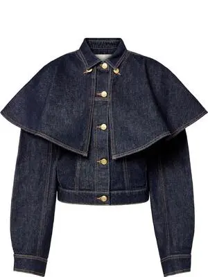 Ulla Johnson Agata Caped Denim Jacket - Blue
