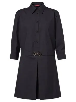 Gucci Horsebit Wool Shirt Dress - Grey