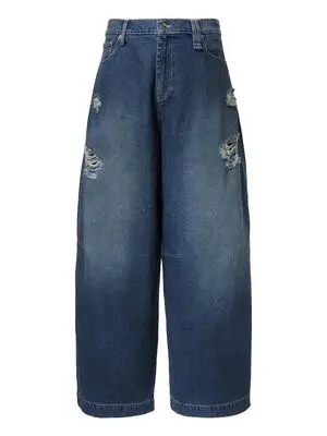 Simone Rocha Distressed Wide-leg Jeans - Blue