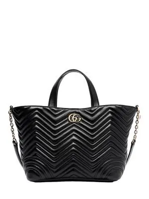 Gucci Gg Marmont Small Leather Tote Bag - Black
