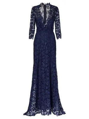 Monique Lhuillier Lace Gown - Blue