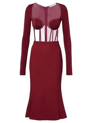 NENSI DOJAKA Paneled Corset Dress - Burgundy
