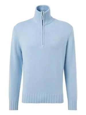 ALLUDE Cashmere Half-zip Sweater - Blue