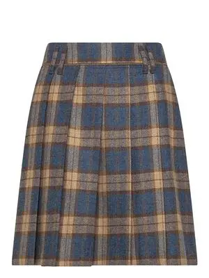Seventy Plaid Pleated Skirt - Brown