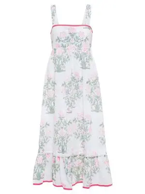JULIET DUNN Floral Cotton Tiered Midi Dress - Multicoloured