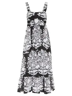 JULIET DUNN Printed Cotton Voile Midi Dress - Multicoloured