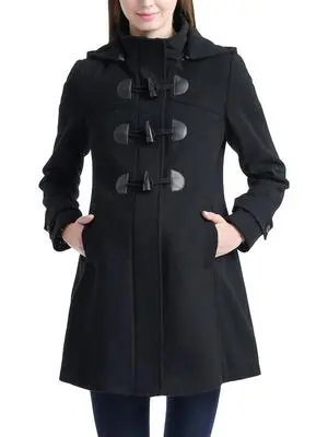 KIMI + KAI Maternity Duffle Wool Coat - Black