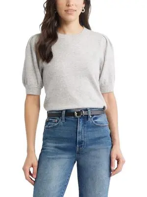 Caslon Puff Sleeve Wool & Cashmere Sweater - Grey Light Heather
