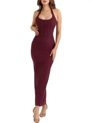 House Of Cb Lusilla Halterneck Cocktail Dress - Grape