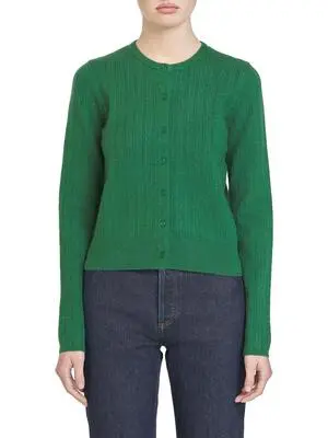 WAYF Sandy Pointelle Cardigan Green