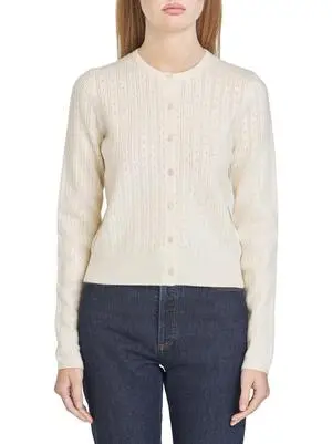 WAYF Sandy Pointelle Cardigan Ivory