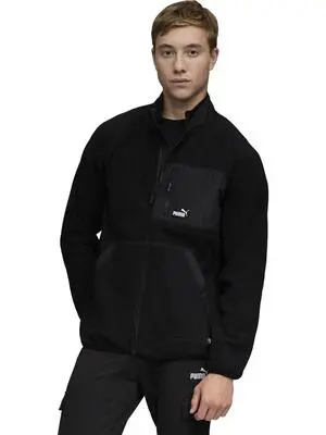 PUMA Polar Fleece Jacket With Woven Finish Black