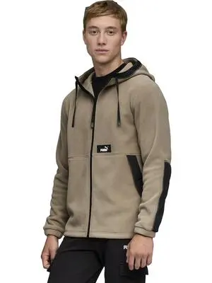 PUMA Polar Fleece Hooded Insulated Jacket - Brown