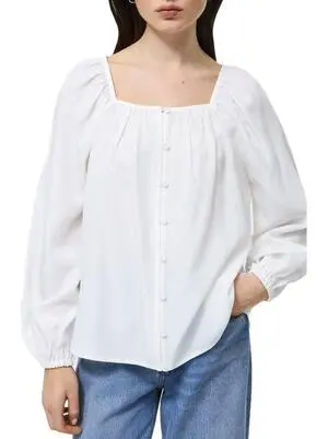 French Connection Balloon Sleeve Button-up Shirt - Ivory