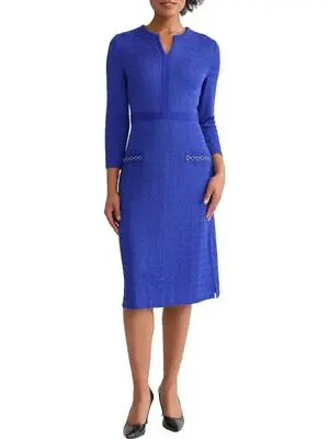 Ming Wang Chain Embellished Sheath Dress - Sapphire Sea