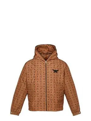 Mcm Monogram Print Windbreaker In Econyl - Brown