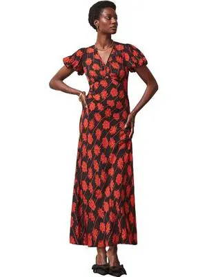 RO&ZO Printed V-neck Dress - Red