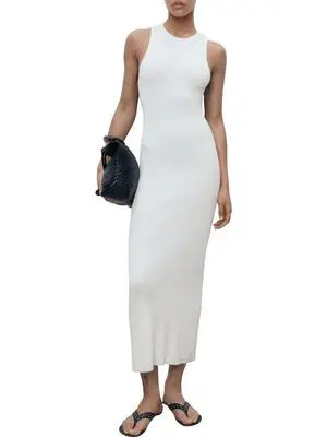 Mango Knit Body-Con Maxi Dress White