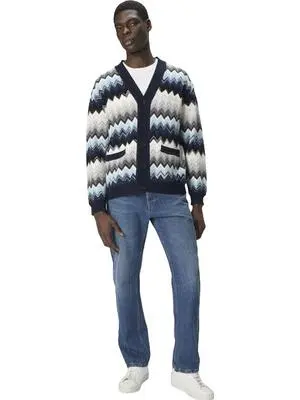 Missoni Wool And Cotton Zigzag Cardigan - Black & Blue
