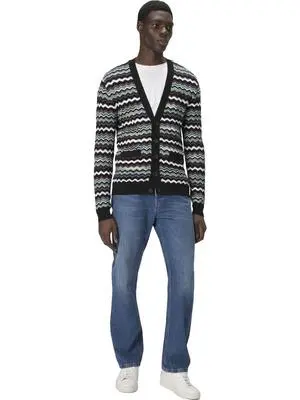 Missoni Wool-cotton Blend Zigzag Cardigan - Blue & Green