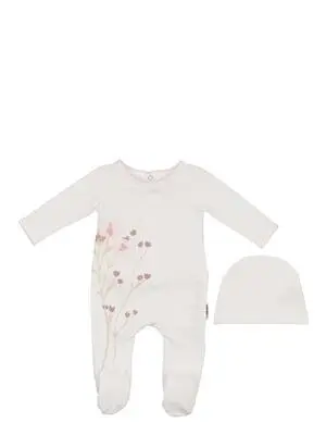 MANIÈRE Blooming Bouquet Footie & Hat Set Ivory