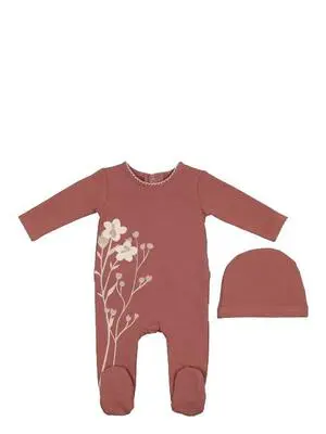 MANIÈRE Blooming Bouquet Footie & Hat Set - Rust