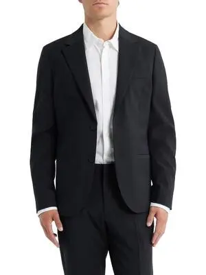 OPEN EDIT Slim Fit Silk Suit Jacket - Black Caviar