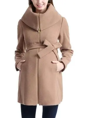 KIMI + KAI Mia Maternity Wool Coat - Camel
