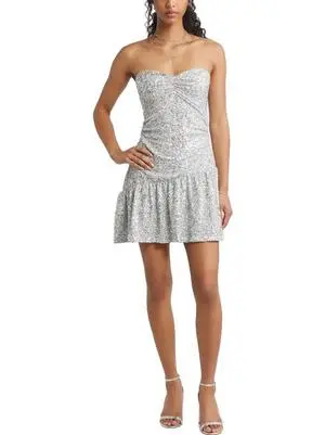 Bp. Strapless Sequined Mini Dress - Silver