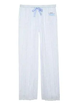 Pink X Loveshackfancy Silky Sleep Pants - Logo Mania Blue