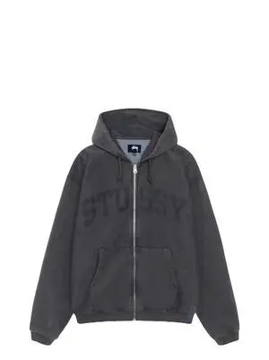 StÜssy Zip Faded Graphic Hoodie - Washed Black