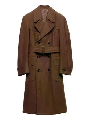 PRADA Belted Wool Double-Breasted Coat