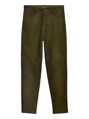 Prada Waxed Suede Trousers - Green