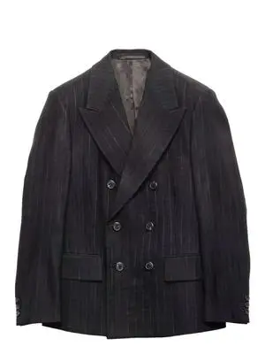 Prada Pinstripe Peak-lapel Jacket - Black