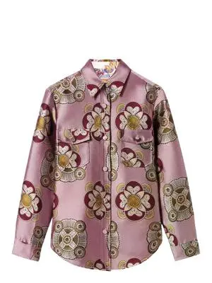 La DoubleJ Floral-print Jacquard Shirt Jacket - Pink