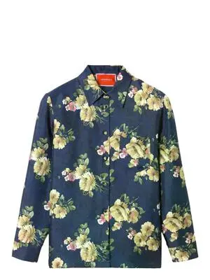 La DoubleJ Floral Button-fastening Shirt - Blue