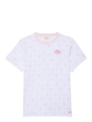 Pink X Loveshackfancy Campus Cotton Tee Shirt - Rose Dot White