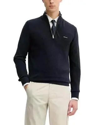 Gant Half-zip Textured Sweater - Blue