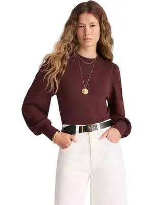 Madewell Smocked Long-sleeve Top - Chocolate Raisin