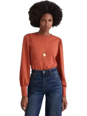 Madewell Smocked Long-sleeve Top - Faded Brick