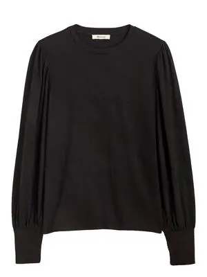 Madewell Smocked Long-Sleeve Top Jet Black