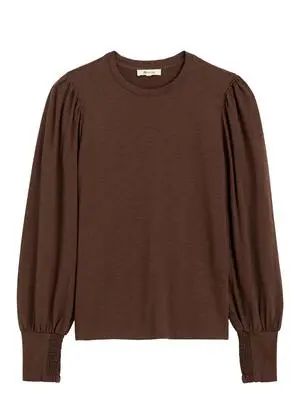 Madewell Smocked Long-sleeve Top - Roasted Chicory